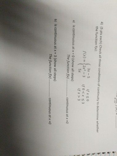 Solved Check all three conditions of continuity to determine | Chegg.com