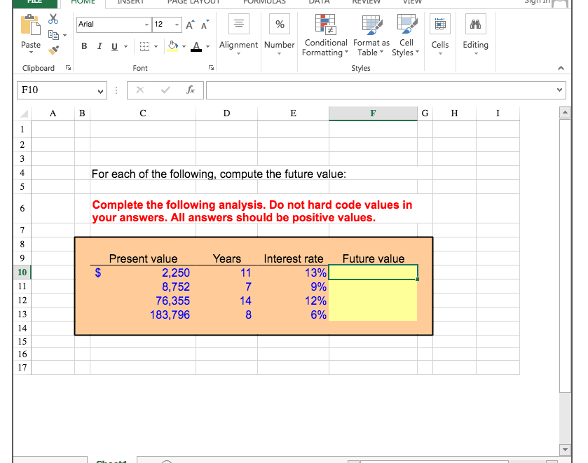 Solved For each of the following, compute the future value: | Chegg.com