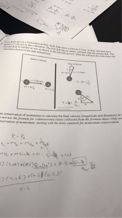 Solved Two disks are on a frictionless surface. Both disks | Chegg.com