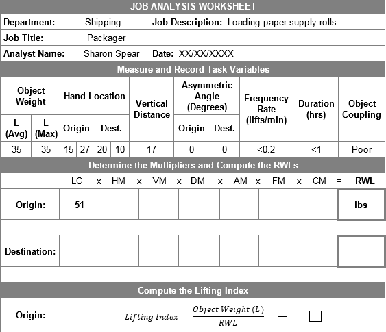 Solved Calculate the RWL and the lifting index. Based on | Chegg.com