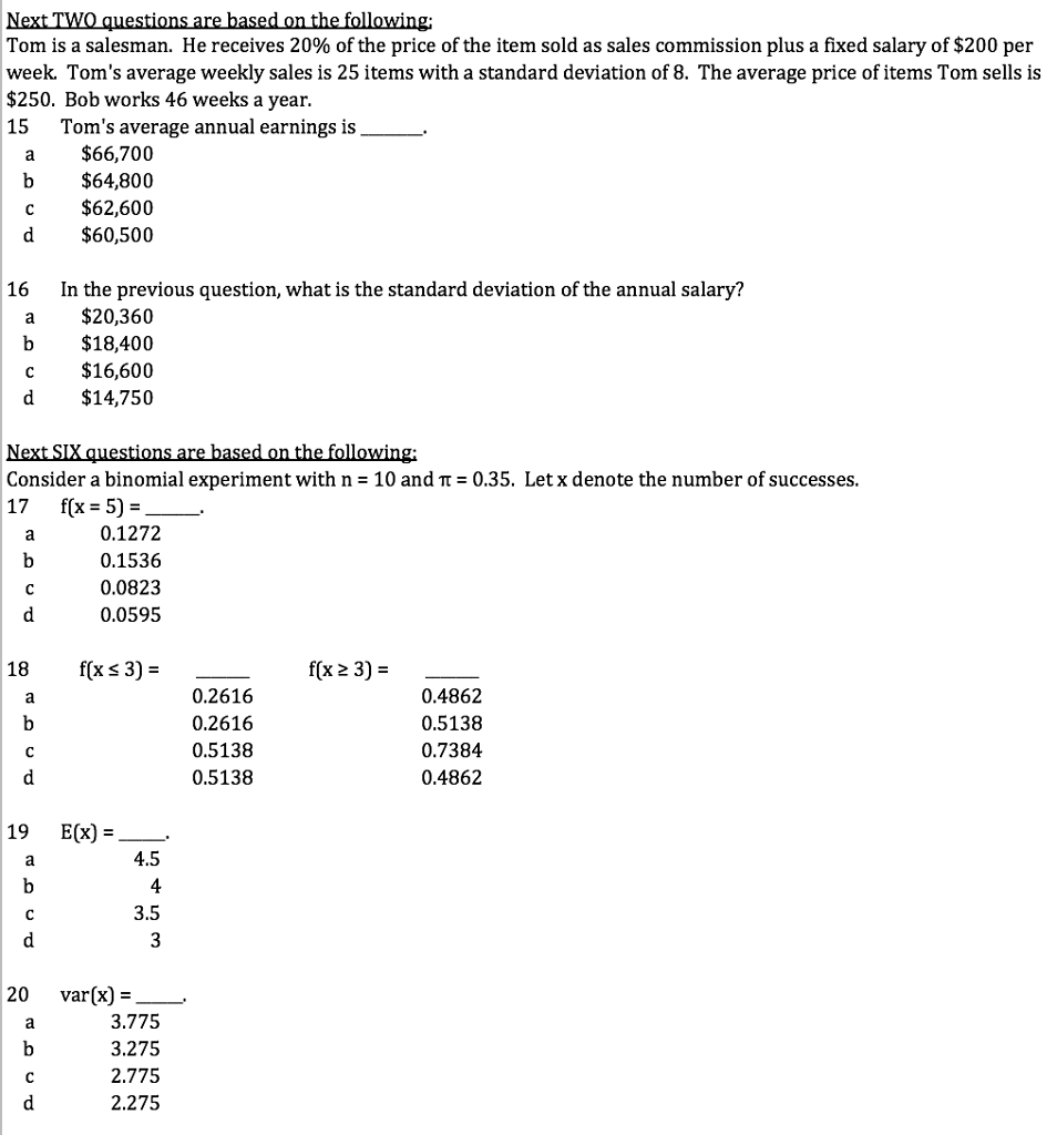 Solved 8 8 expected value and variance of the random | Chegg.com