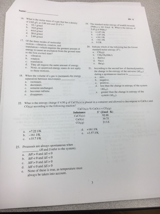 Solved What is the molar mass of a gas that has a density of | Chegg.com