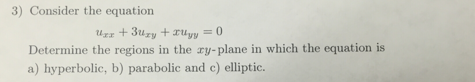 Solved Consider the equation uxx + 3uxy + xuyy = 0 Determine | Chegg.com