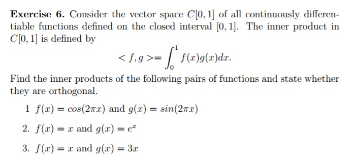 Solved Consider the vector space C[0.1] of all continuously | Chegg.com