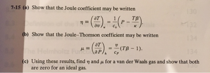 Solved a) Show that the joule coefficient may be written | Chegg.com