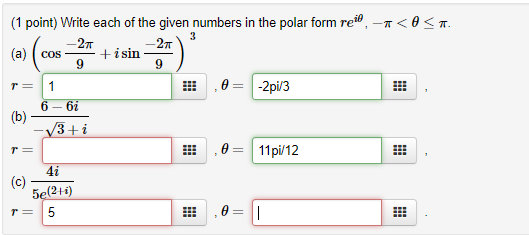 Solved (1 point) Write each of the given numbers in the | Chegg.com
