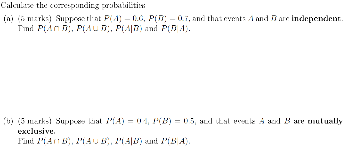 Solved Calculate the corresponding probabilities Suppose | Chegg.com