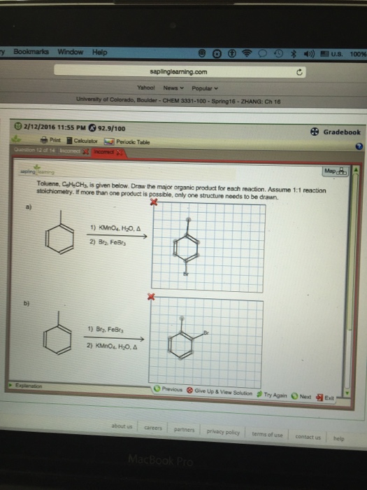 Solved Toluene, C_6H_2CH_3 is given below. Draw the major | Chegg.com