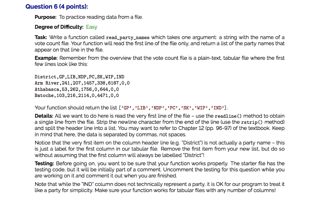 Solved Question 6 4 Points Purpose To Practice Reading 1862