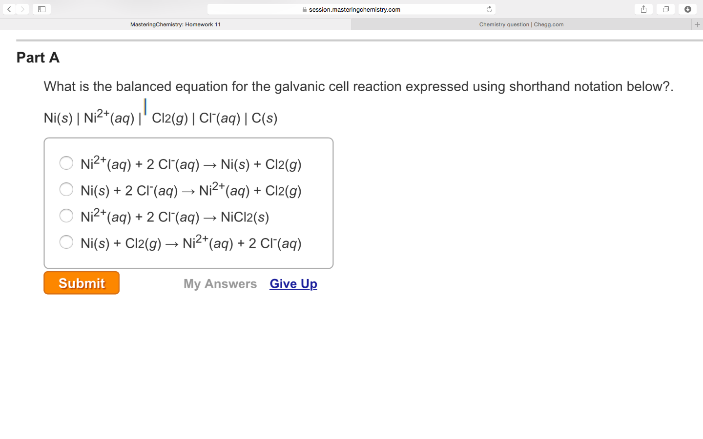 Solved What is the balanced equation for the galvanic cell | Chegg.com