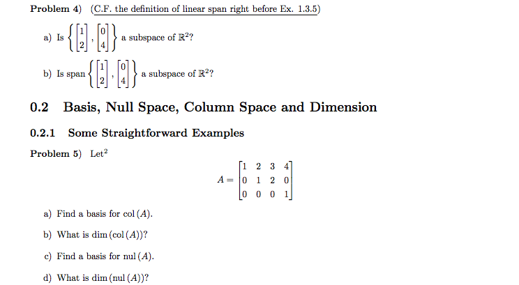 Problem 4) (C.F. the definition of linear span right | Chegg.com