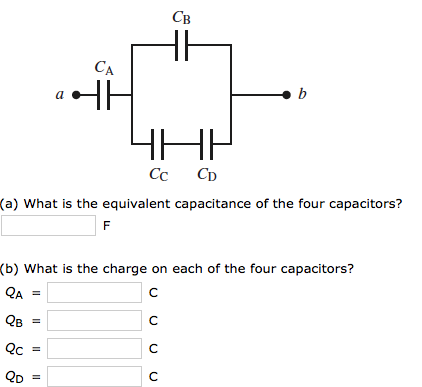 Solved The figure below shows four capacitors with CA = | Chegg.com