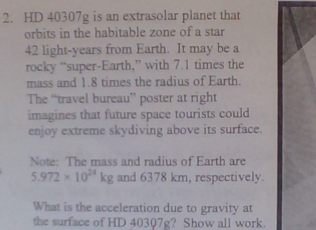 Solved 2. HD 40307 is an extrasolar planet that orbits in | Chegg.com
