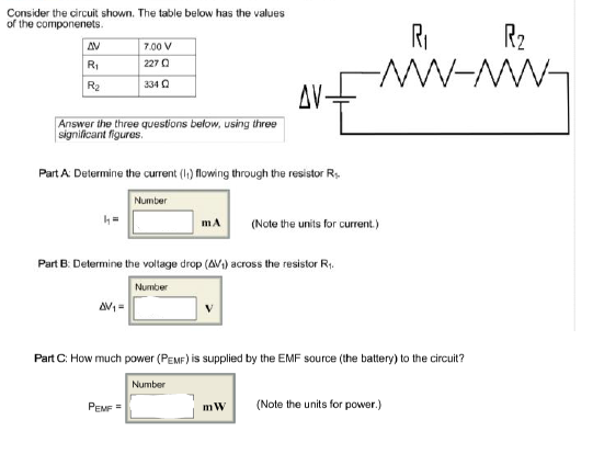 Solved Consider the circuit shown. The table below has the | Chegg.com