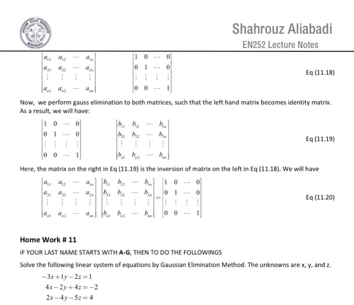 Solved Now, we perform gauss elimination to both matrices, | Chegg.com