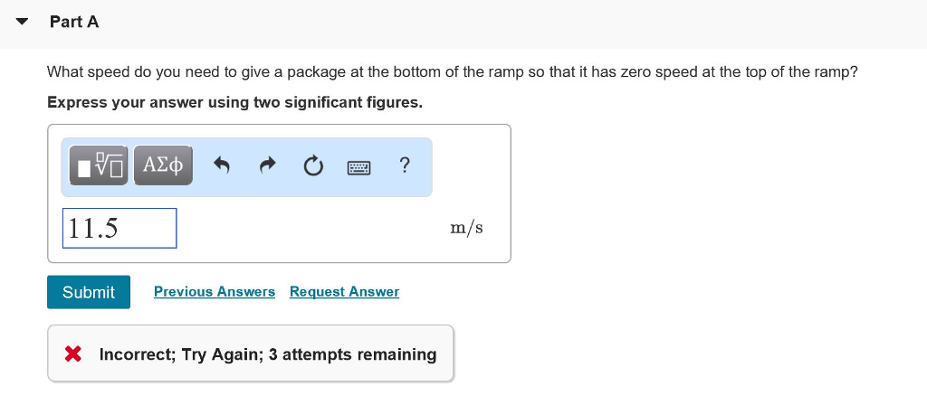 Solved Part A What speed do you need to give a package at | Chegg.com