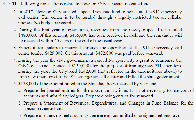 Solved 4-9. The following transactions relate to Newport | Chegg.com