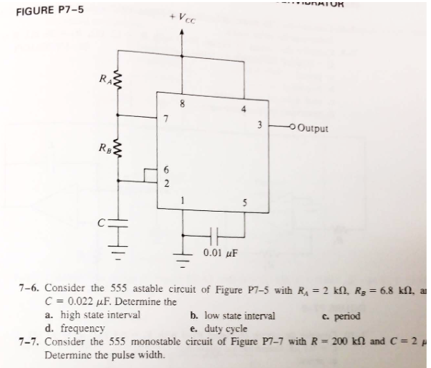 Solved Consider the 555 astable circuit of Figure P7-5 | Chegg.com