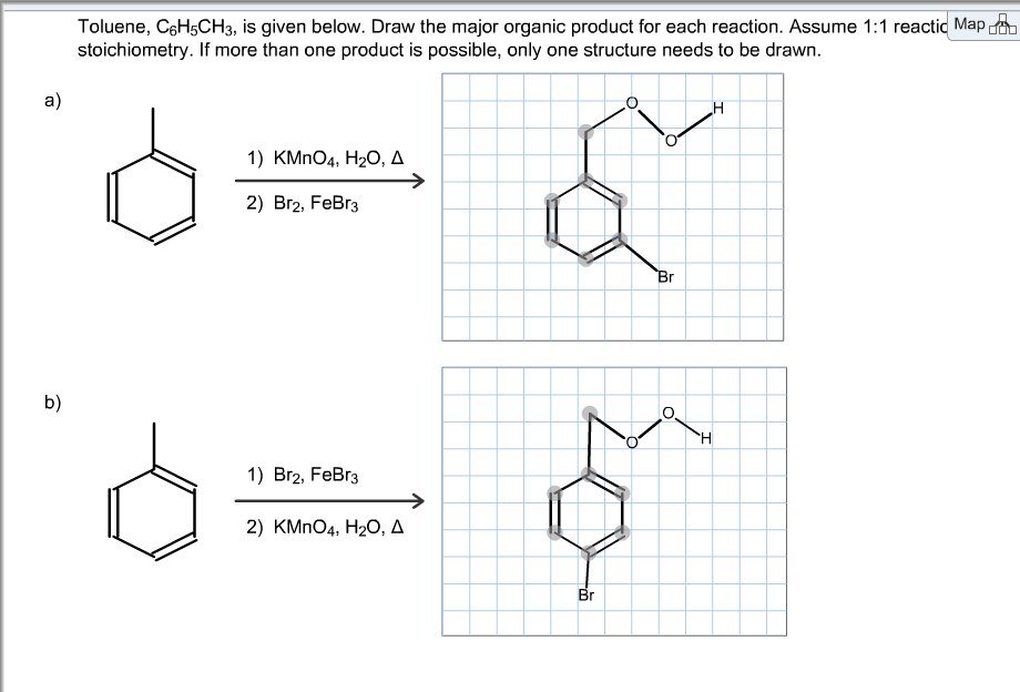 Solved Toluene, CsH5CH3, is given below. Draw the major | Chegg.com