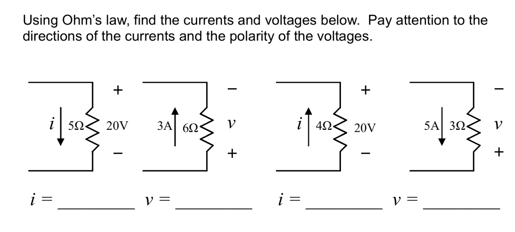 Solved Using Ohm's law, find the currents and voltages | Chegg.com