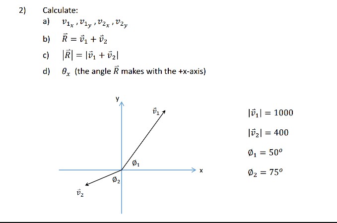 Solved Calculate: a) v_1_x, v_1_y, v_2_x, v_2_y b) R | Chegg.com