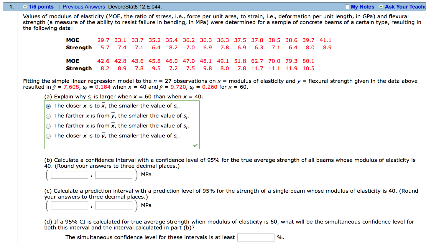 Solved Values Of Modulus Of Elasticity MOE The Ratio Of Chegg