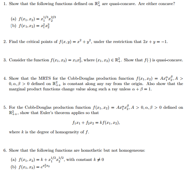 Show that the following functions defined on R 2 + | Chegg.com
