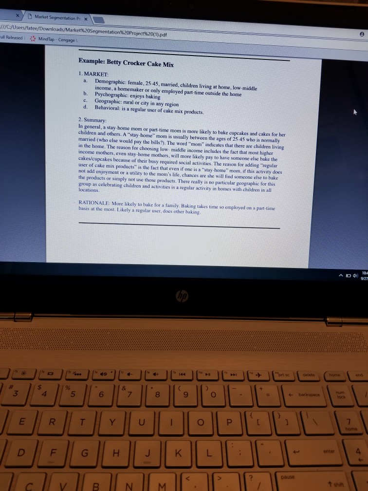 Market Segmentation Project PRODUCTS AND SERVICES | Chegg.com