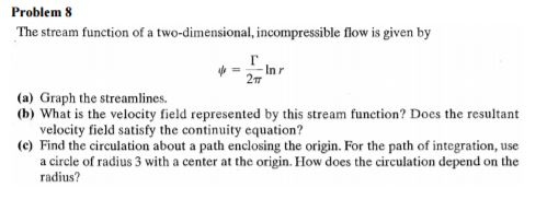 Solved The stream function of a two-dimensional, | Chegg.com