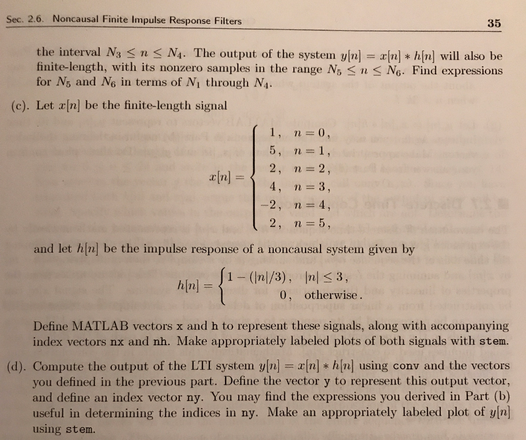 Solved Sec. 2.6. Noncausal Finite Impulse Response Filters | Chegg.com