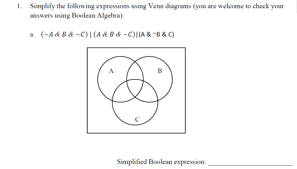 Solved Simplify the following expressions using Venn | Chegg.com