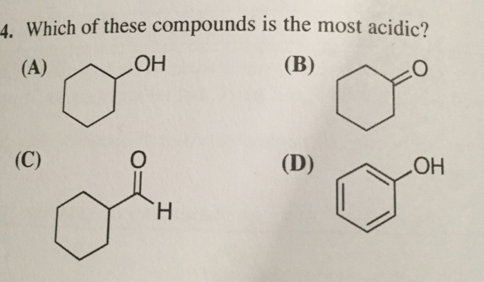 Solved Which of these compounds is the most acidic? | Chegg.com