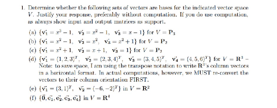 Solved Linear Algebra Determine whether the following | Chegg.com