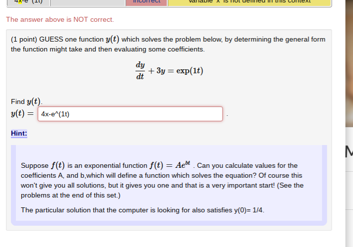 Solved The answer above is NOT correct (1 point) GUESS one | Chegg.com
