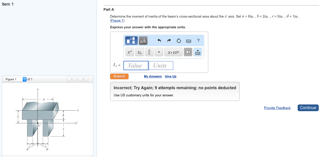 Solved Item 1 Part A Determine the moment of inertia of the | Chegg.com