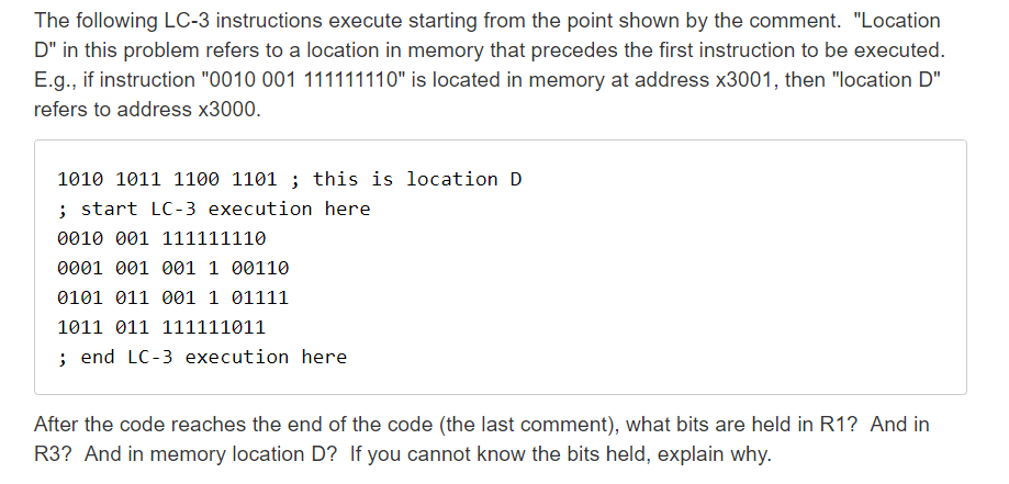 Solved The following LC-3 instructions execute starting from | Chegg.com