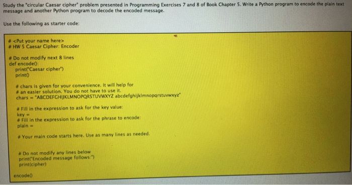Solved Study the "circular Caesar cipher" problem presented | Chegg.com