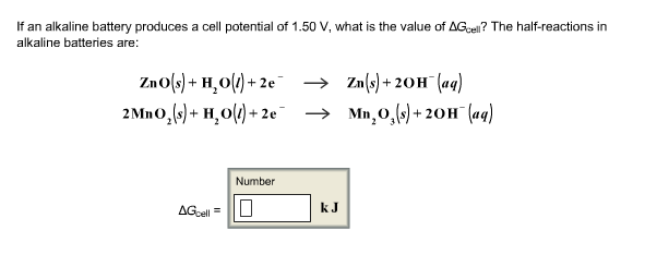 Solved If an alkaline battery produces a cell potential of | Chegg.com