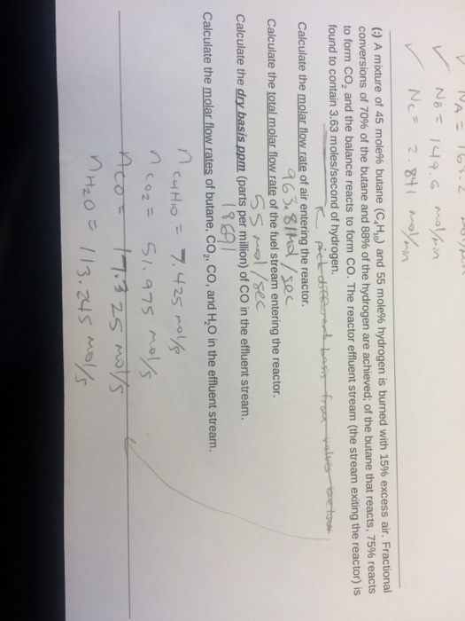 A mixture of 45 mole% butane (C_4H_10) and 55 mole% | Chegg.com