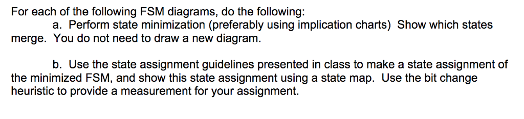 Solved For each of the following FSM diagrams, do the | Chegg.com