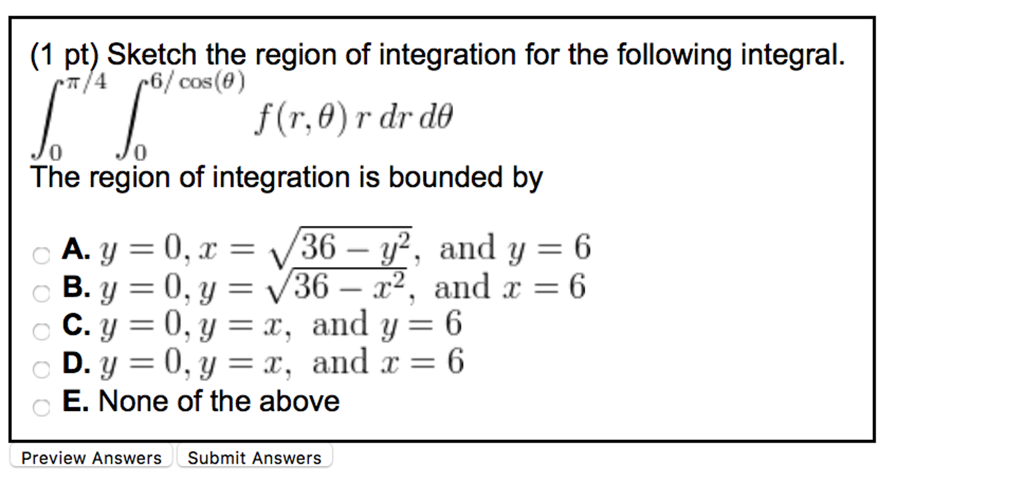 Solved Sketch the region of integration for the following | Chegg.com