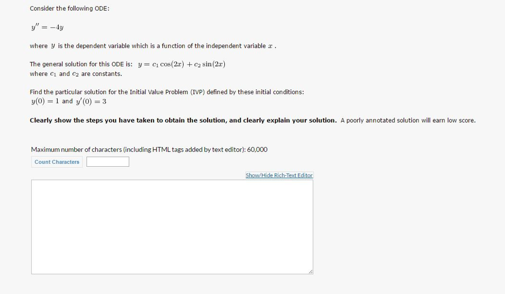 Solved Consider the following ODE: y" = -4y where is the | Chegg.com