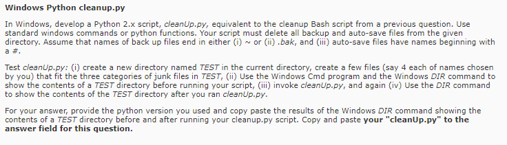 Solved Windows Python cleanup.py In Windows, develop a | Chegg.com Solved Windows Python cleanup.py In Windows, develop a | Chegg.com