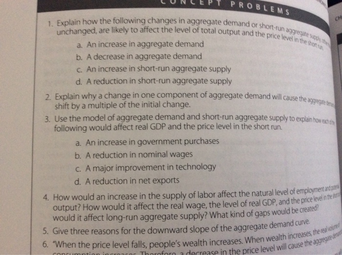 Solved Explain how the following changes in aggregate demand | Chegg.com