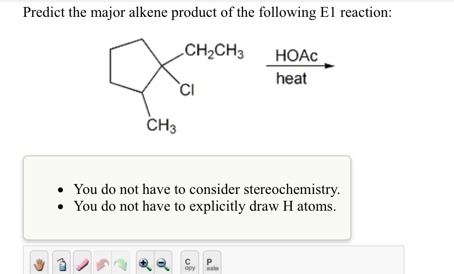 Solved Predict the major alkene product of the following El | Chegg.com