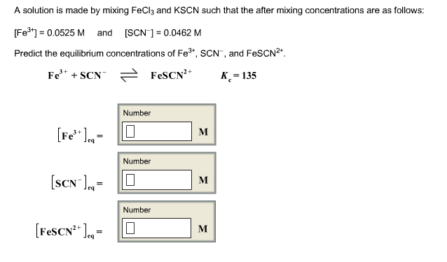 Solved A solution is made by mixing FeCl_3 and KSCN such | Chegg.com