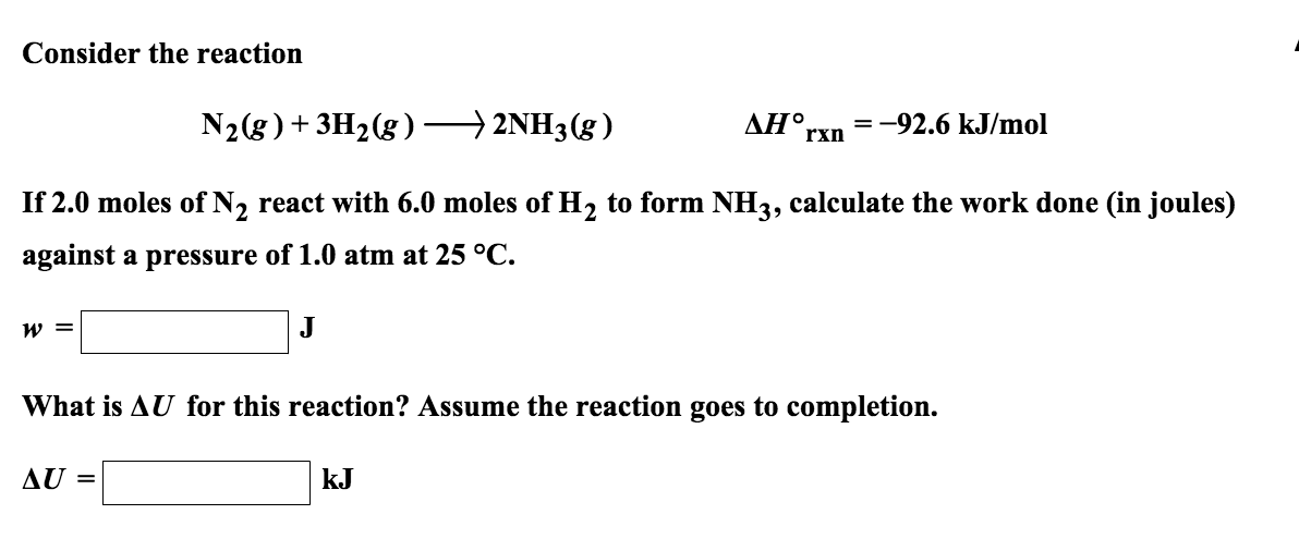 Solved Consider the reaction N2(g) + 3H2(g) rightarrow | Chegg.com