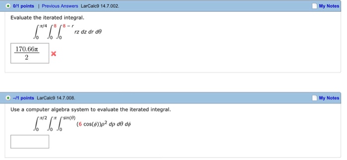 Solved Evaluate the iterated integral. Integral^pi/4_0 | Chegg.com
