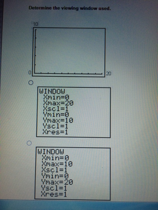 Solved Determine the viewing window used. 10 20 WINDOW | Chegg.com