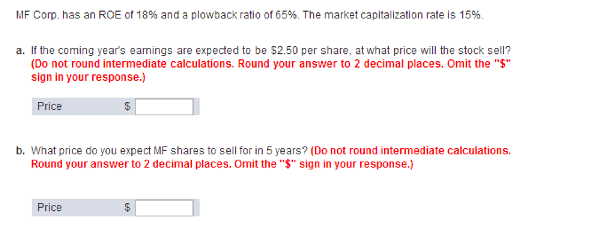 Solved MF Corp. has an ROE of 18% and a plowback ratio of | Chegg.com